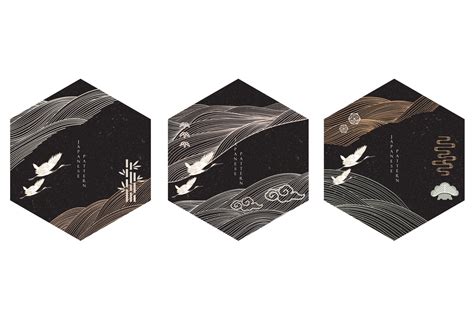 Japanese Background With Line Pattern Vector Abstract Landscape