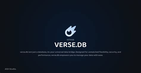 GitHub Jedi Studio Verse Db Verse Db Isn T Just A Database It S Your Universal Data Bridge