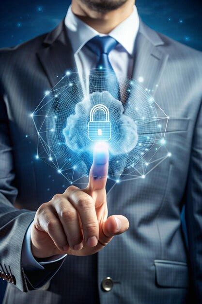 Businessman And Fingerprint Scanning Unlock And Access To Business Data Network Cloud Biometric