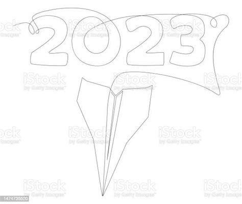 숫자 2023을 가진 종이 비행기의 연속 라인 하나 얇은 선 그림 벡터 개념입니다 윤곽 그리기 창의적인 아이디어 12월에 대한 스톡 벡터 아트 및 기타 이미지 Istock