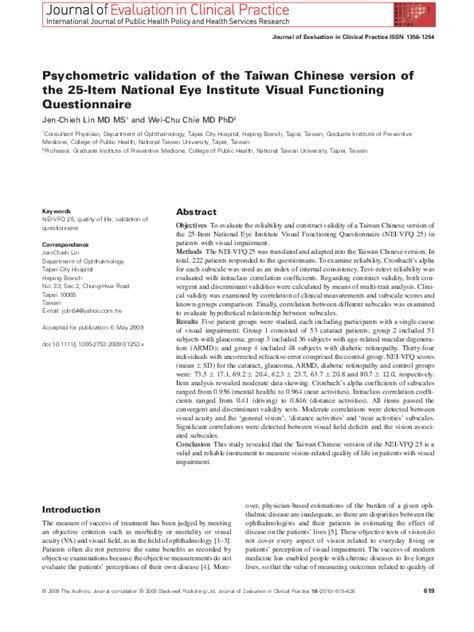 Pdf Psychometric Validation Of The Taiwan Chinese Version Of The 25