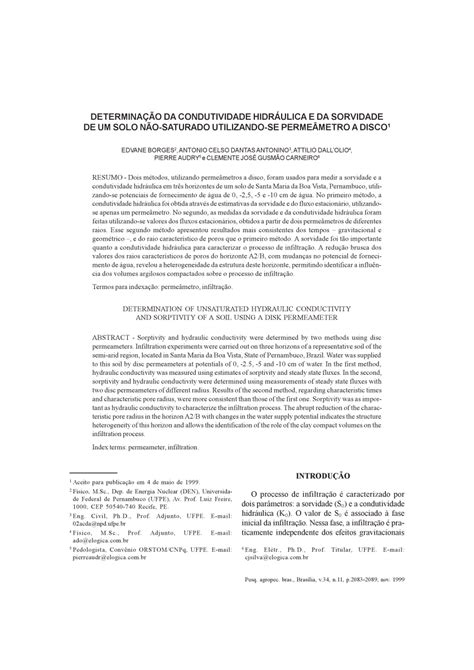 Pdf Determination Of Unsaturated Hydraulic Conductivity And