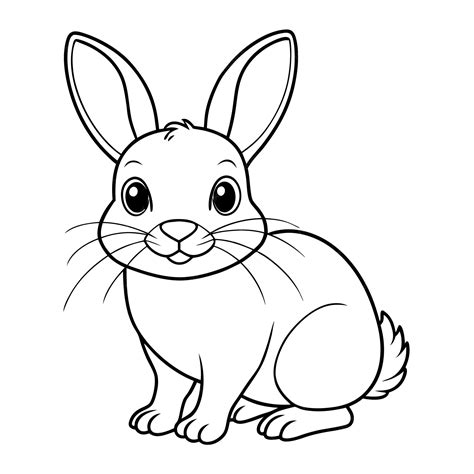 Красивый кролик Чиби Линия Искусство для окрашивания Схема милого кролика Премиум Ai