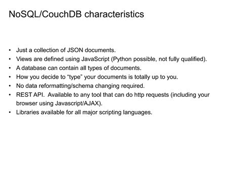 Comparison With Storing Data Using Nosqlcouchdb And A Relational