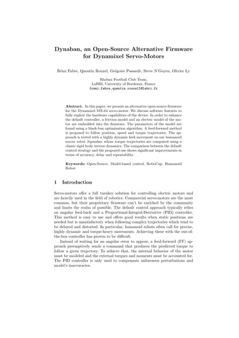 Pdf Dynaban An Open Source Alternative Firmware For Dynamixel Servo