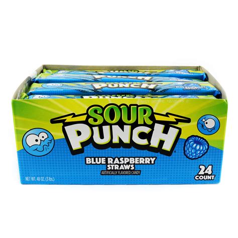 Sour Punch Straws Classic American Candy Blue Raspberry Flavor 2oz