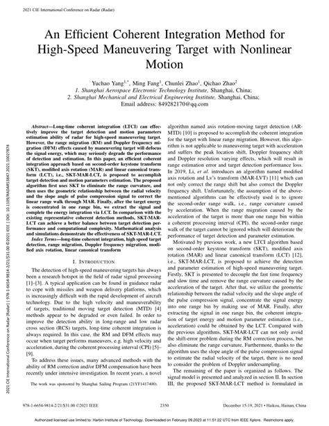 Pdf An Efficient Coherent Integration Method For High Speed