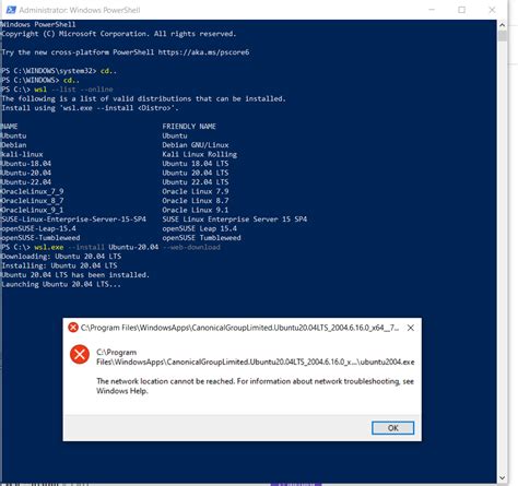 Error Code Wslinstalldistroeunexpected Catastrophic Failure