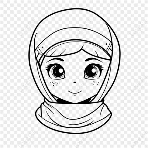 Hijab 색칠 페이지 개요 스케치 드로잉을 입고 소녀 벡터히잡 개요두꺼운 선 Png 일러스트 무료 다운로드 Lovepik
