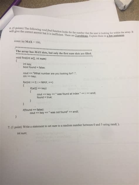 Solved The Following Void Find Function Looks For The Number