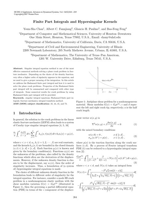 Pdf Finite Part Integrals And Hypersingular Kernels