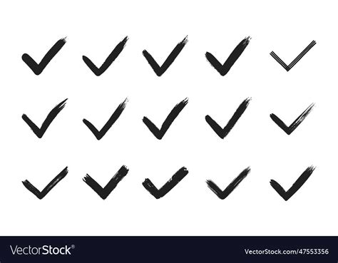 Dirty Grunge Hand Drawn Tick V With Brush Strokes Vector Image