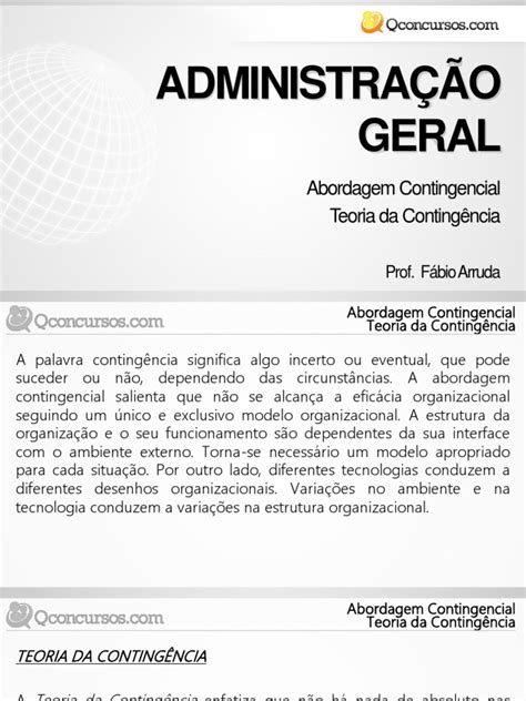 Teoria Da Contingencia Parte 01 Pdf Ciência De Sistemas Liderança