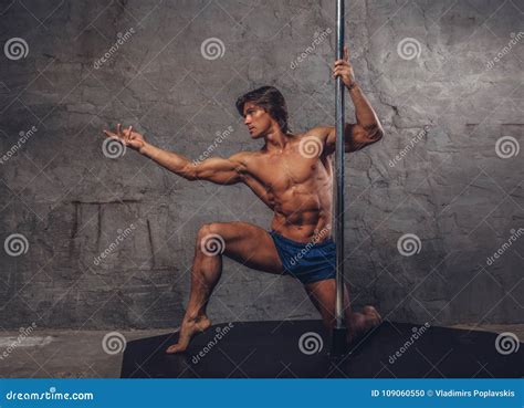 Shirtless Man Pole Dancing Stock Photo Image Of Male Healthy 109060550