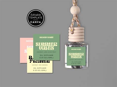 Retro Car Diffuser Label Template Canva Editable Product Label Template DIY Diffuser Oil Air