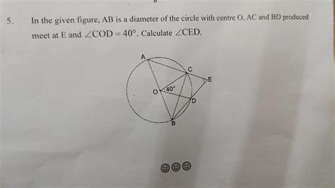 in the given figure ab is a diameter of the circle with centre mathrm