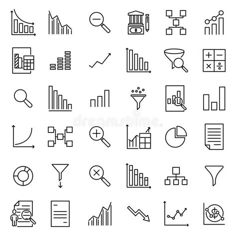 simple set of analytic related outline icons stock vector