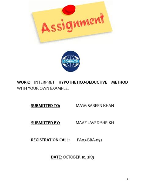 Work Interpret Hypothetico Deductive Method With Your Own Example Pdf Data Analysis Science