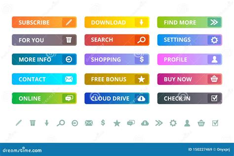 Web Buttons Internet Modern Colored Flat Icons And Buttons Template Vector Ui Elements Stock