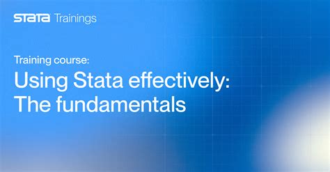 Using Stata Effectively The Fundamentals Stata Training