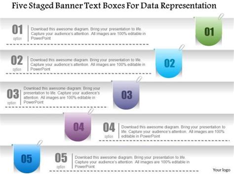 Business Diagram Five Staged Banner Text Boxes For Data Representation PowerPoint Template