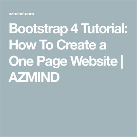 bootstrap 4 tutorial how to create a one page website azmind one
