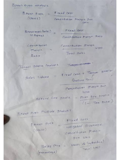 Cvp Analysis Formula Pdf