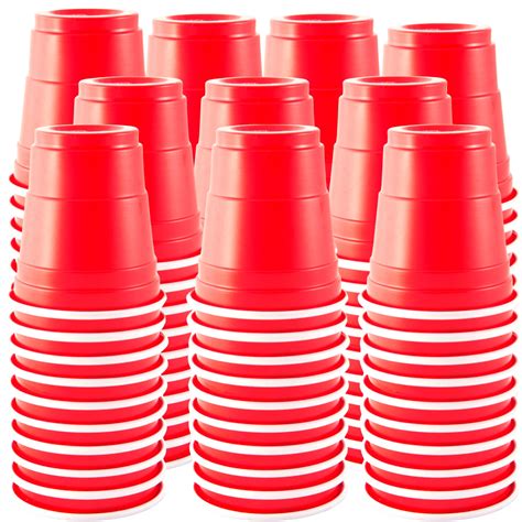 100 Mini Red Plastic Solo Cups 2oz Plastic Shot Glasses Disposable