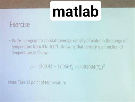 Solved Matlab Exercise • Write A Program To Calculate