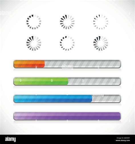 collection of preloaders and progress loading bars stock vector image