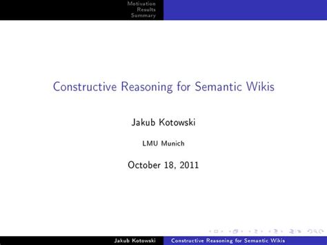 Constructive Reasoning For Semantic Wikis Phd Defense Presentation Ppt