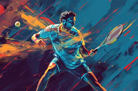 Illustration Of Badminton Player In Action Focused On Gameplay Premium Ai Generated Image