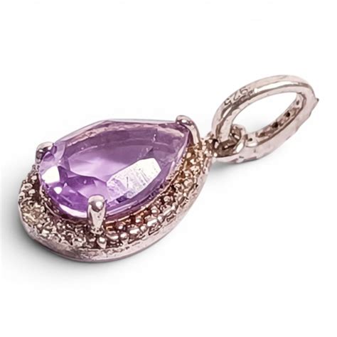 Amethyst And Diamond Sterling Silver Pendant Traders Auction Group