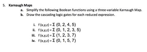 Solved 5 Karnaugh Maps Simplify The Following Boolean
