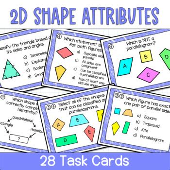 Attributes Of D Shapes Task Cards By Hello Learning TpT