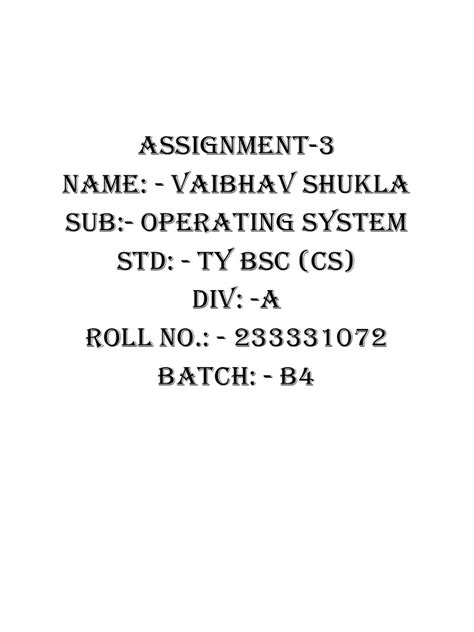 Assignment1 Os 3 Pdf Applied Mathematics Computer Programming