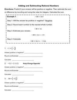 Adding And Subtracting Rational Numbers Complete Lesson TpT
