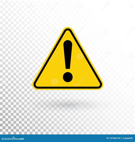 Warning Symbol Attention Button Red Exclamation Mark In Yellow Triangle Isolated On