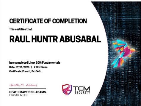 Cybersecurity Linux Cybersecurity Tcm Hacking Raul Abusabal