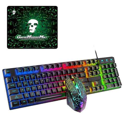 Rainbow Backlit Gaming Keyboard And Mouse Combo Set Usb Keyboard Rgb Led Light Backlit For Pc