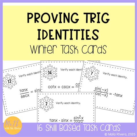 Proving Trigonometric Identities Self Checking Task Cards Winter Activity For Precalculus