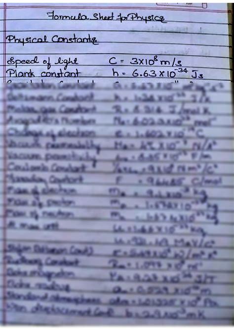 SOLUTION Formula Sheet For Physics Formula Sheet For Physics Formula Sheet For Physics Formula