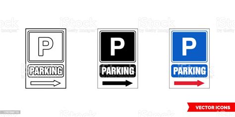 3 가지 유형의 필수 표지판 주차 아이콘 흑백 윤곽선 격리된 벡터 기호 기호 거리에 대한 스톡 벡터 아트 및 기타 이미지 거리 건설 산업 검은색 Istock
