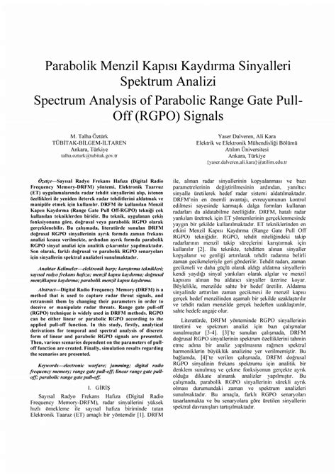 Pdf Spectrum Analysis Of Parabolic Range Gate Pull Off Rgpo Signals