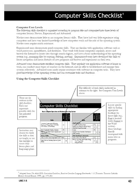 1 Computer Skills Checklist Pdf