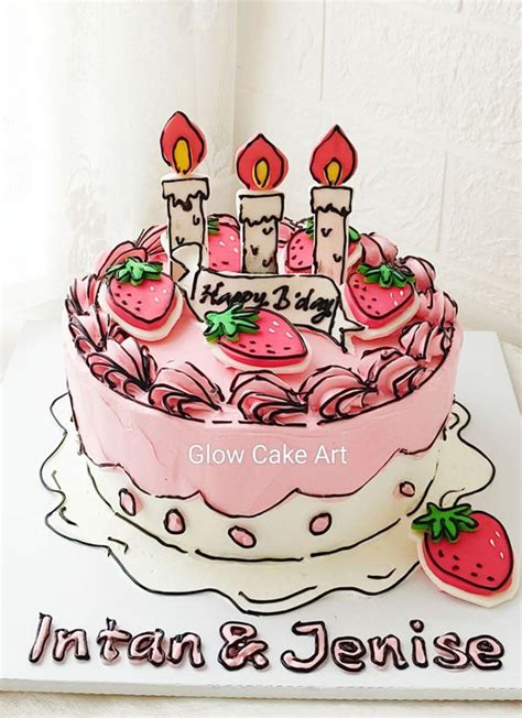 50 Cute Comic Cake Ideas For Any Occasion Comic Cake Pink Strawberry