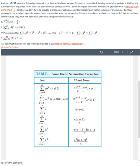 Solved And You MUST Solve The Following Summation Problems Chegg