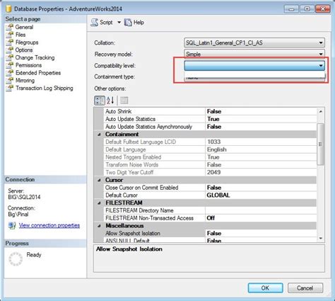 SQL SERVER Fix Error Compatibility Level Drop Down Is Empty SQL Authority With Pinal Dave