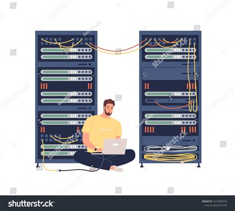 Sysadmin Adjusting Network Connection Repairing Equipment Stock Vector Royalty Free 1972380743