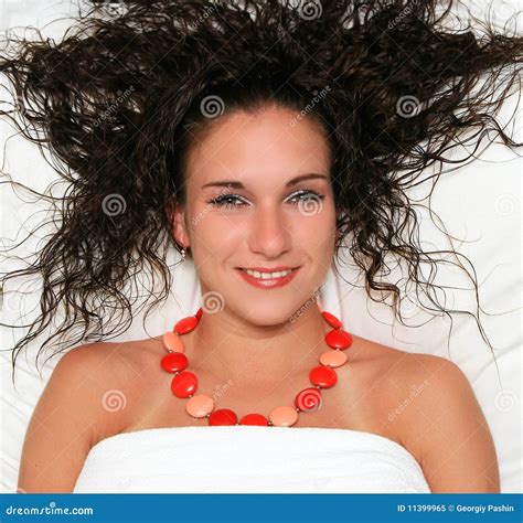 Naked Young Woman Lying On White Bed Sheets Stock Image Image Of Relaxation Girl 11399965